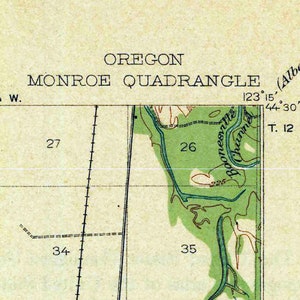 1922 Topo Map of Monroe Oregon - Etsy