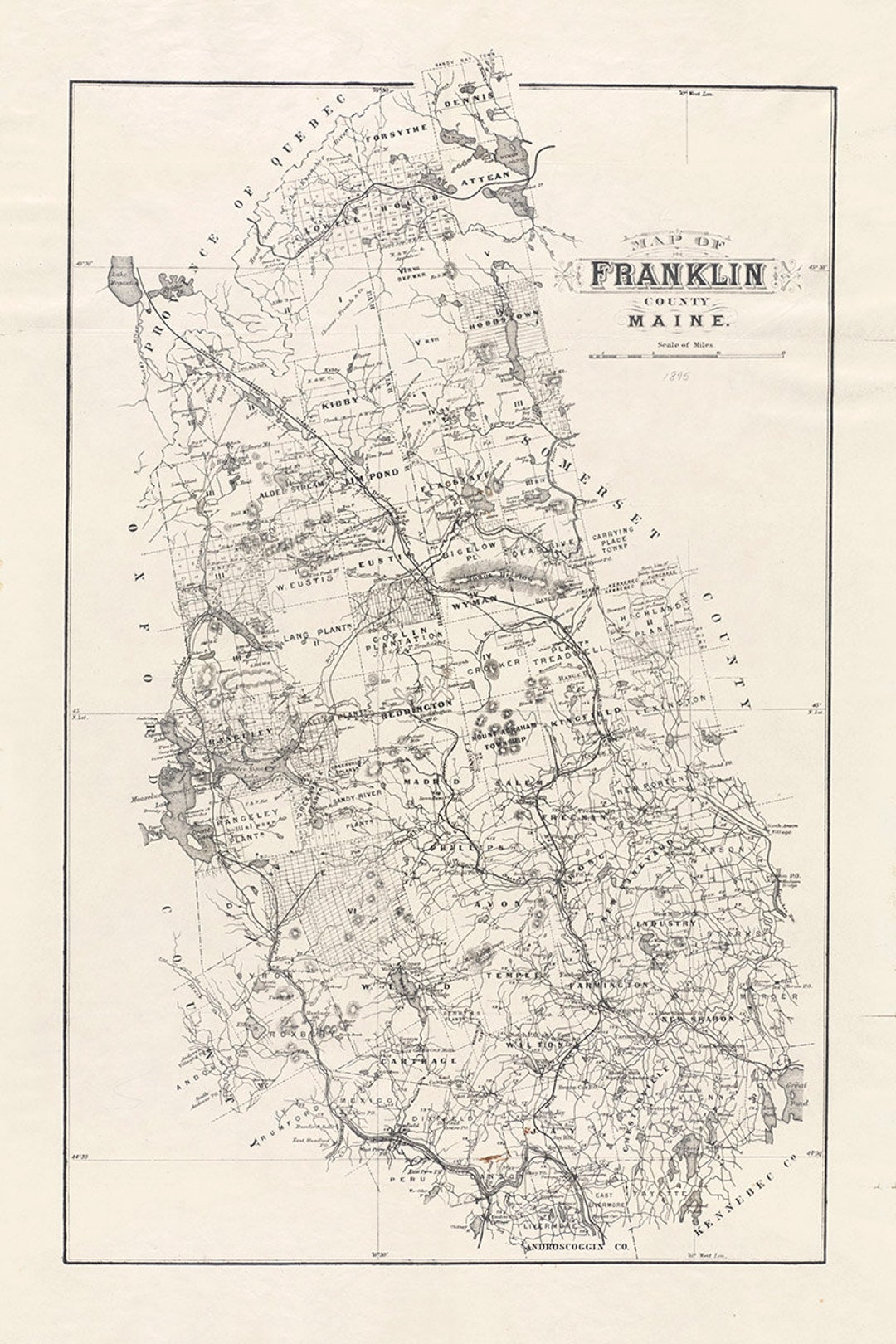 1895 Farm Line Map of Franklin County Maine - Etsy