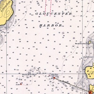 1938 Nautical Map of Gloucester Harbor and Annisquam River ...
