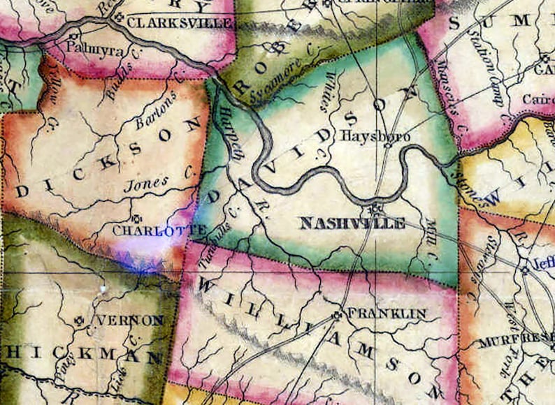 1818 Map of Tennessee - Etsy