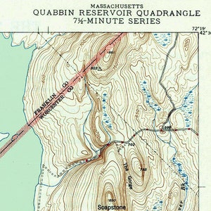 1944 Topo Map of Quabbin Reservoir MA Quadrangle - Etsy