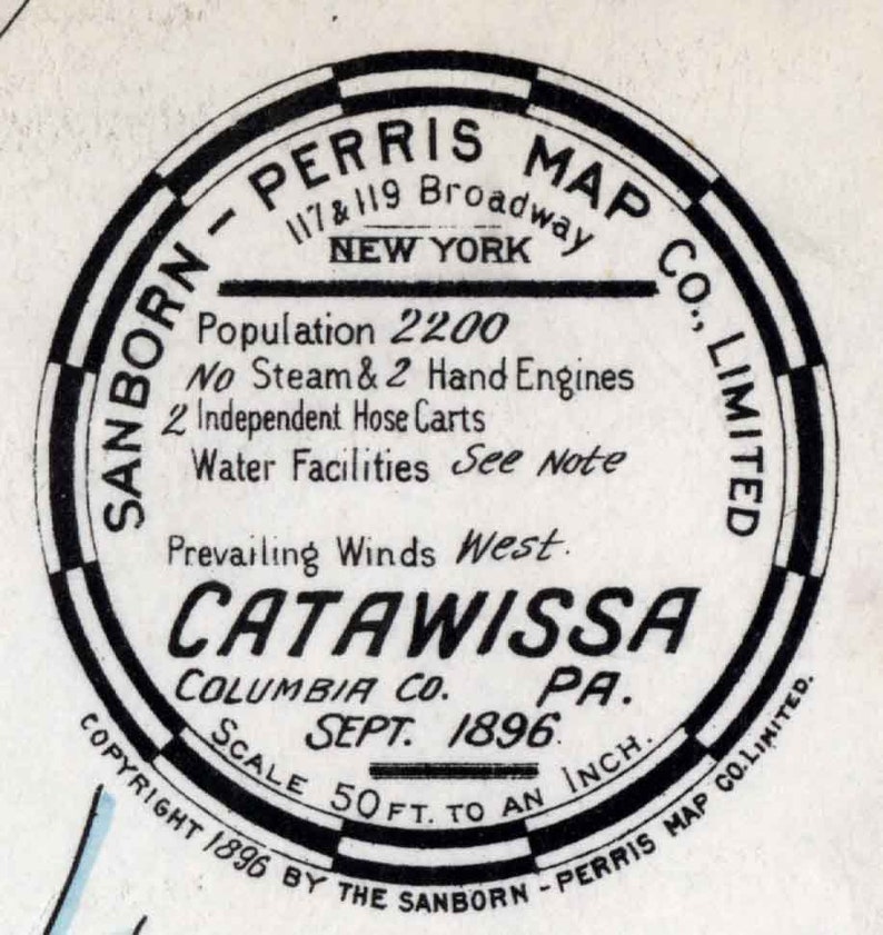 1896 Sanborn Map of Catawissa Columbia County Pennsylvania - Etsy