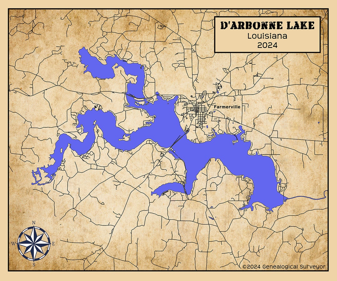 2024 Map of D'arbonne Lake Union and Lincoln Parish Louisiana - Etsy