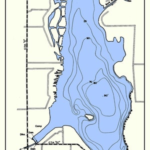 1955 Map of Lake Nagawicka Waukesha County Wisconsin - Etsy
