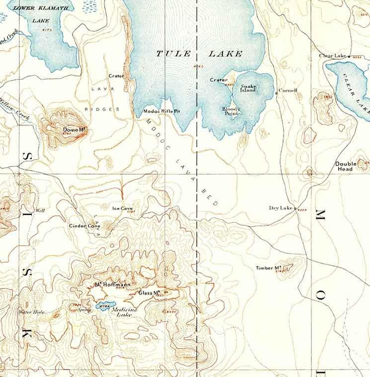 1892 Topo Map of Modoc Lava Bed California Tule Lake - Etsy