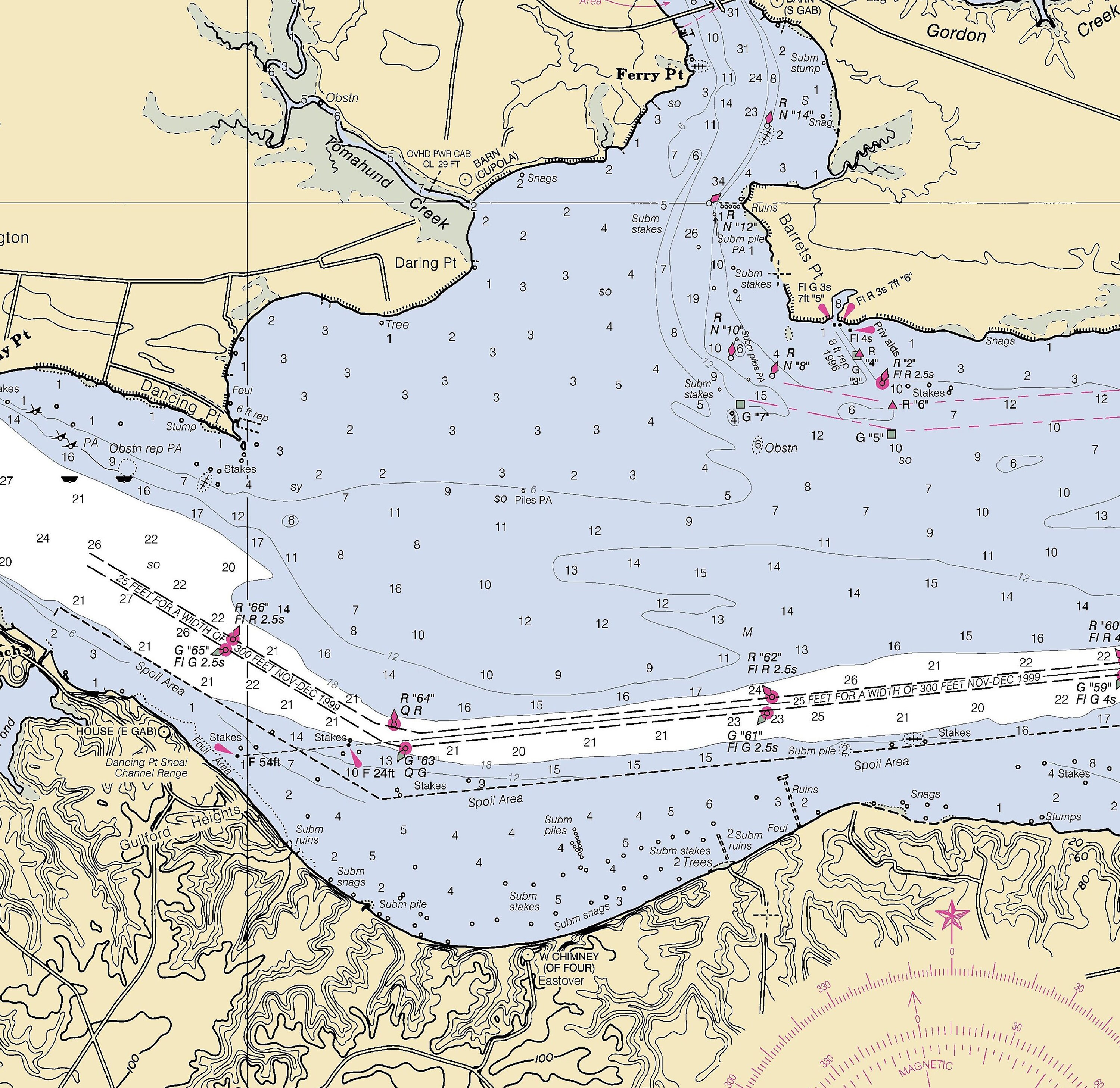 2001 Nautical Chart of James River Virginia Jamestown Island to Jordan ...