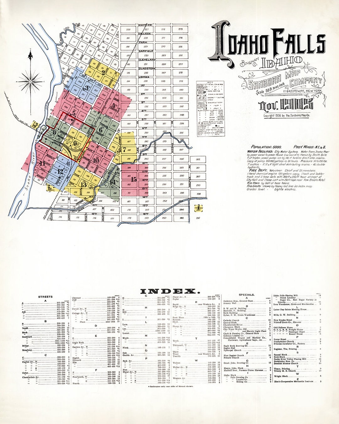 1905 Town Map of Idaho Falls Idaho - Etsy