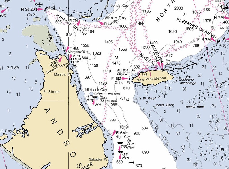 2012 Nautical Map of the Straits of Florida | Etsy