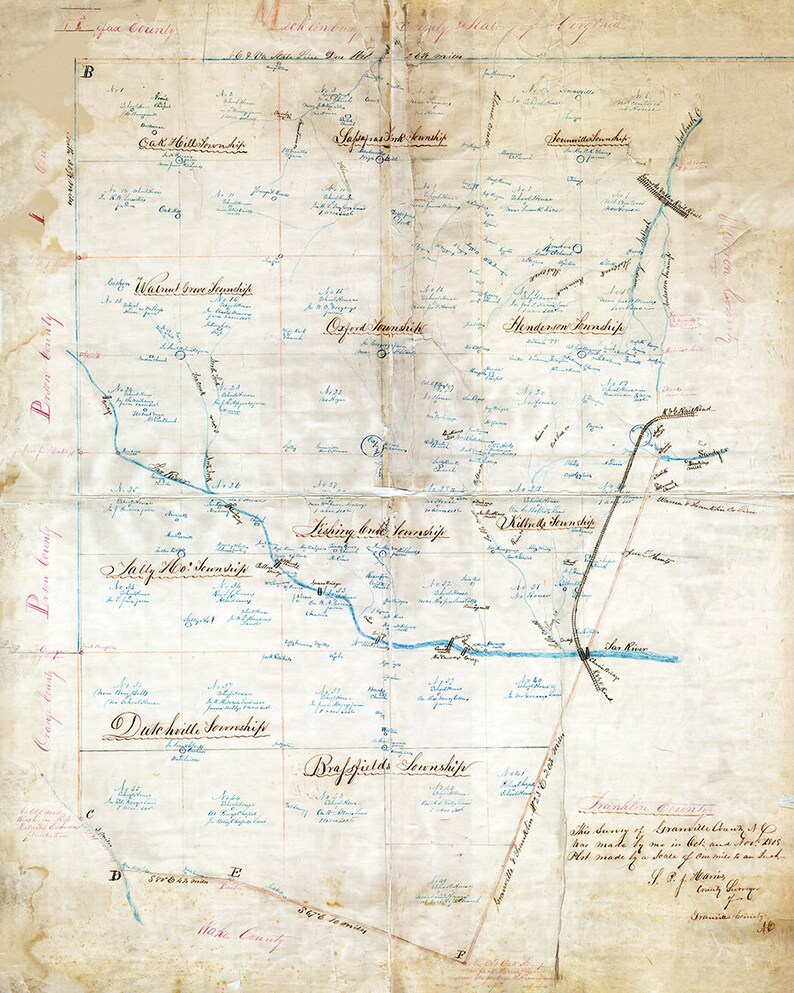 1868 Map of Granville County North Carolina - Etsy