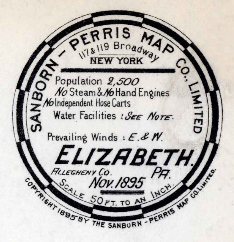 1895 Town Map of Elizabeth Allegheny County Pennsylvania - Etsy