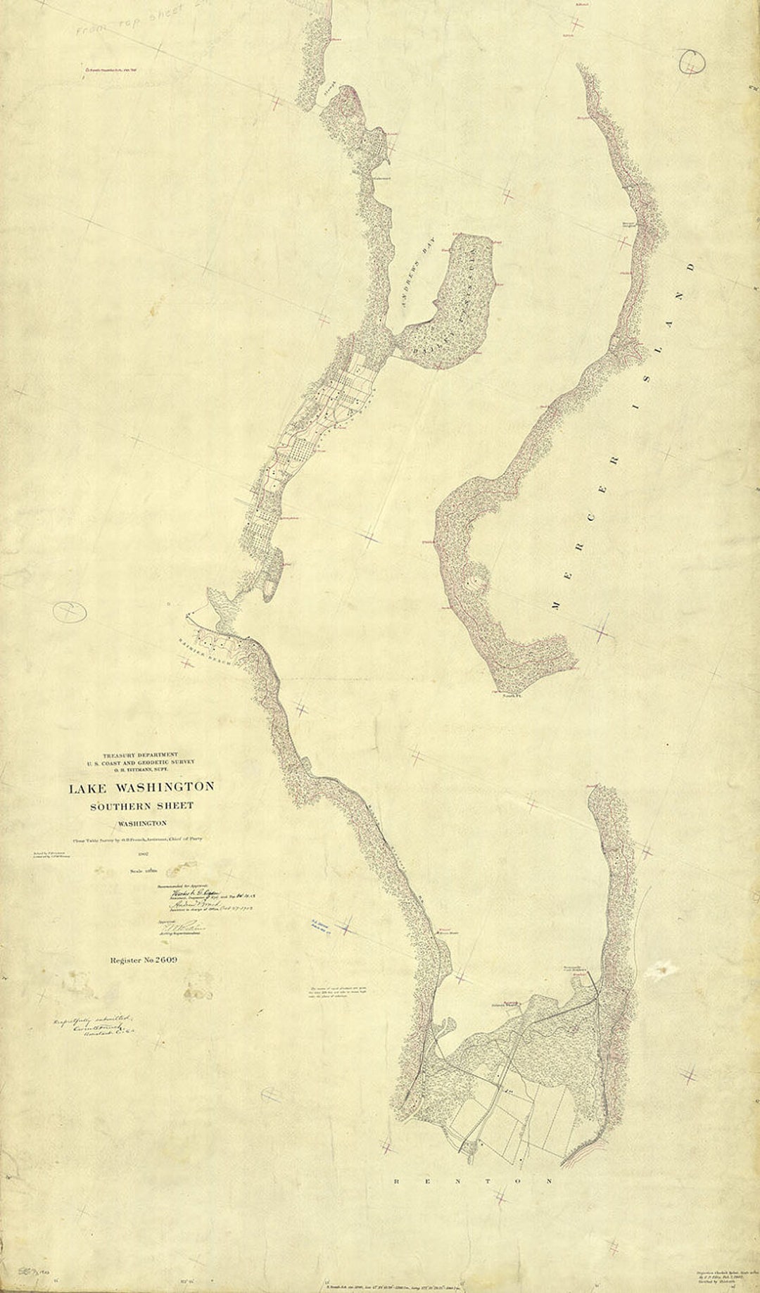 1902 Map of Lake Washington King County Washington - Etsy