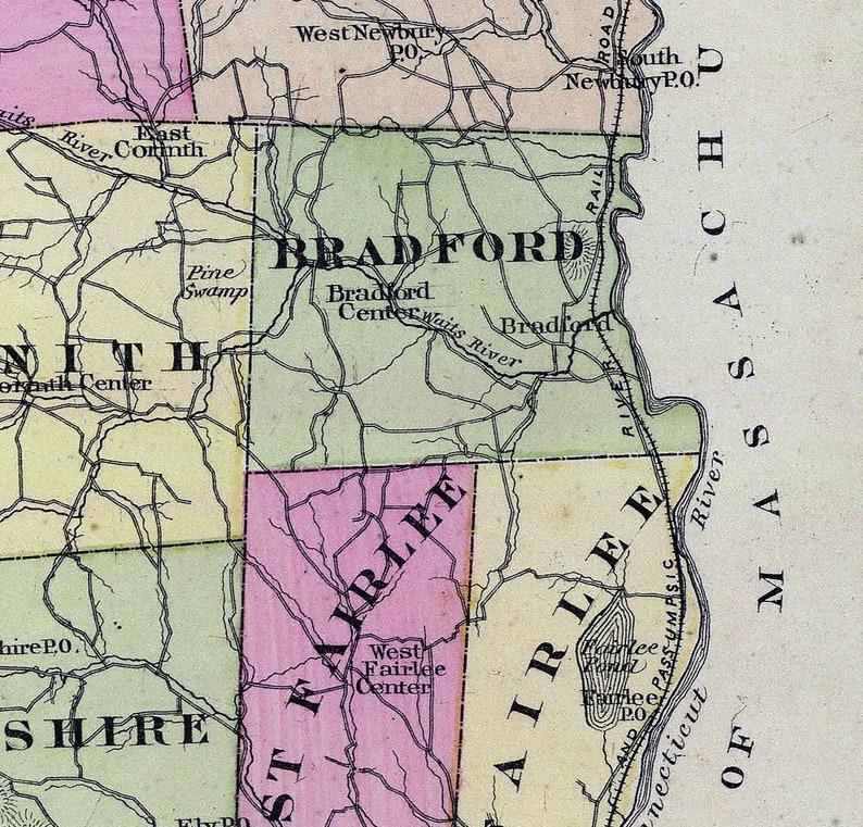 1876 Map of Orange County Vermont - Etsy