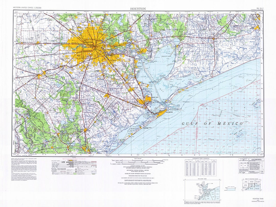 1975 Map of Houston Texas - Etsy