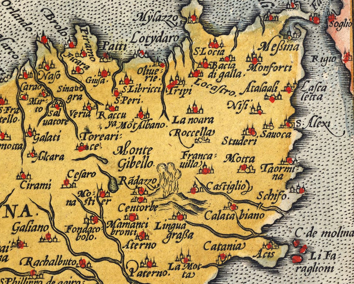 1600 Map of Sicily Italy | Etsy