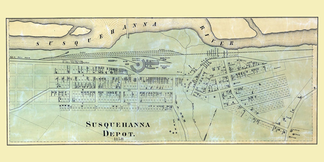 1858 Map of Susquehanna Depot Pennsylvania - Etsy