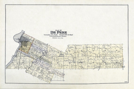 1889 Map of De Pere Township Brown County Wisconsin - Etsy