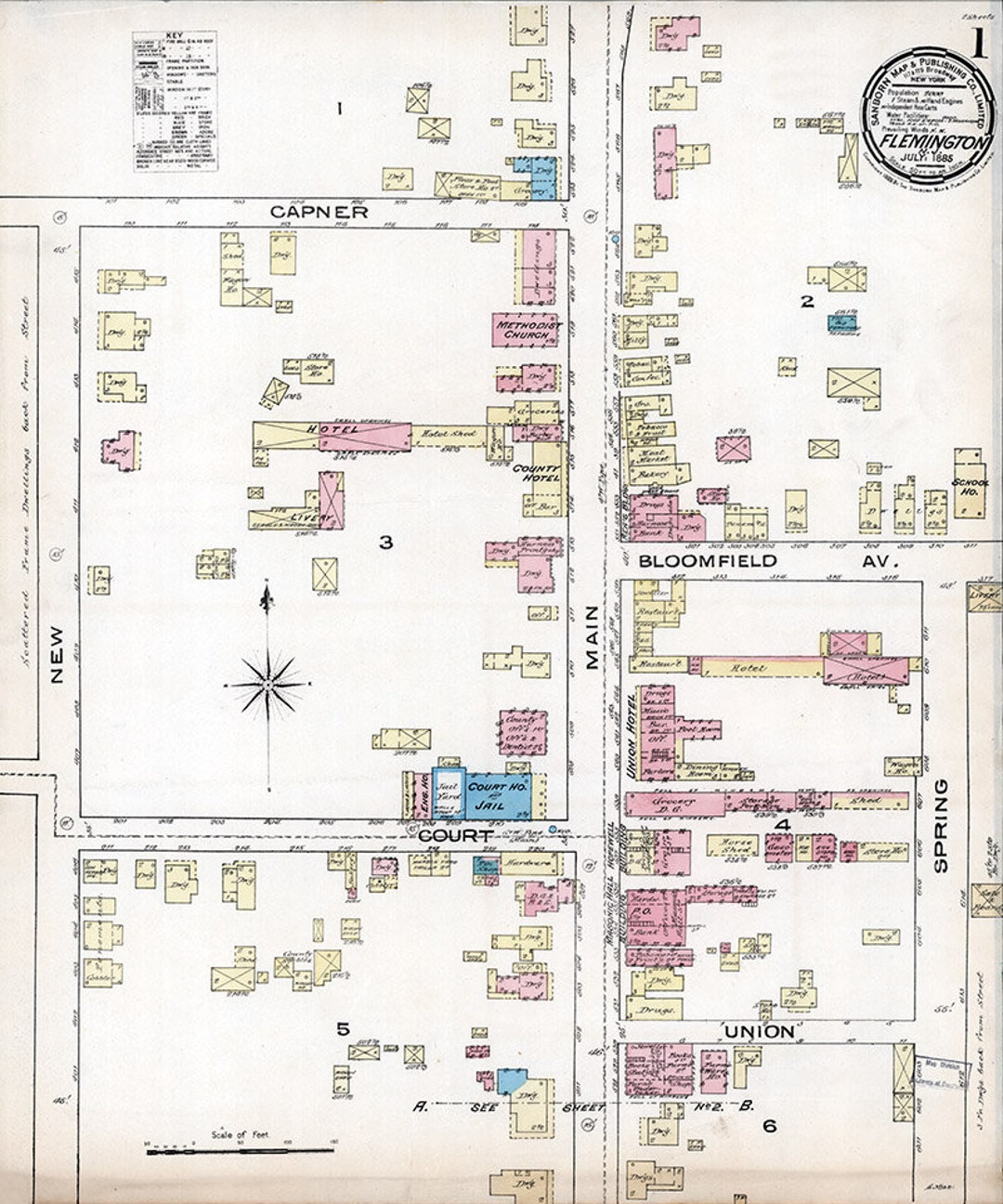 1885 Town Map of Flemington Hunderdon County New Jersey - Etsy