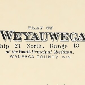 1889 Map of Weyauwega Township Waupaca County Wisconsin - Etsy