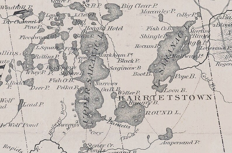 1869 Map of the Saranac Lakes New York - Etsy