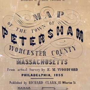 1855 Map of Petersham Massachussets - Etsy