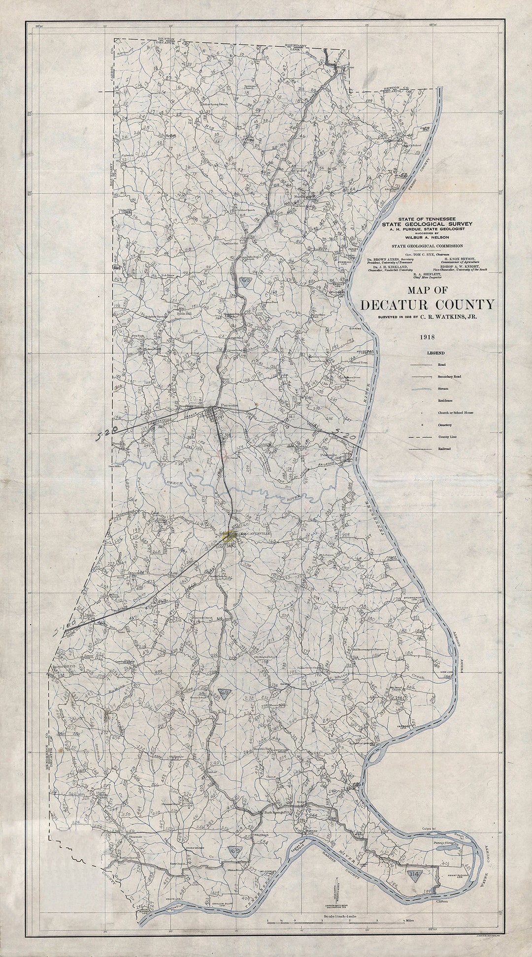 1918 Map of Decatur County Tennessee - Etsy