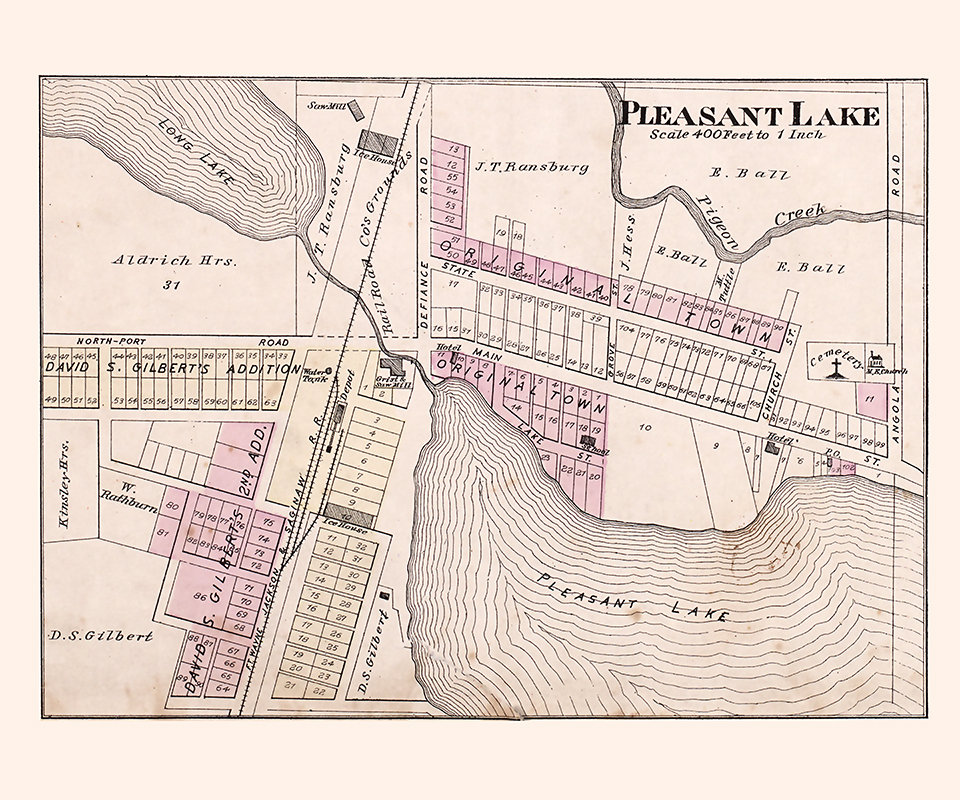 1880 Town Map of Pleasant Lake Steuben County Indiana - Etsy