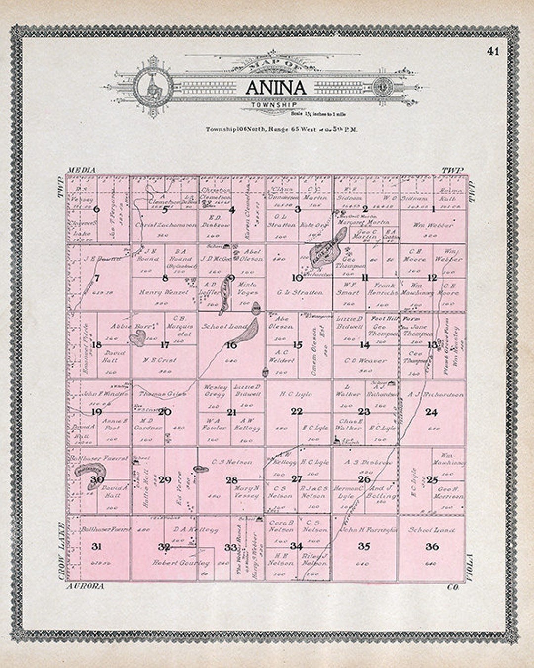 1909 Map of Anina Township Jerauld County South Dakota - Etsy
