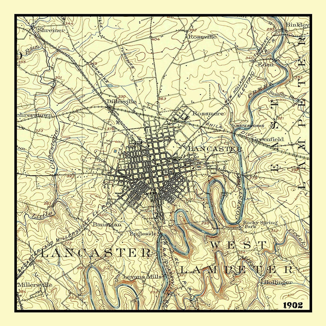 1902 Map Of Lancaster Pennsylvania Etsy