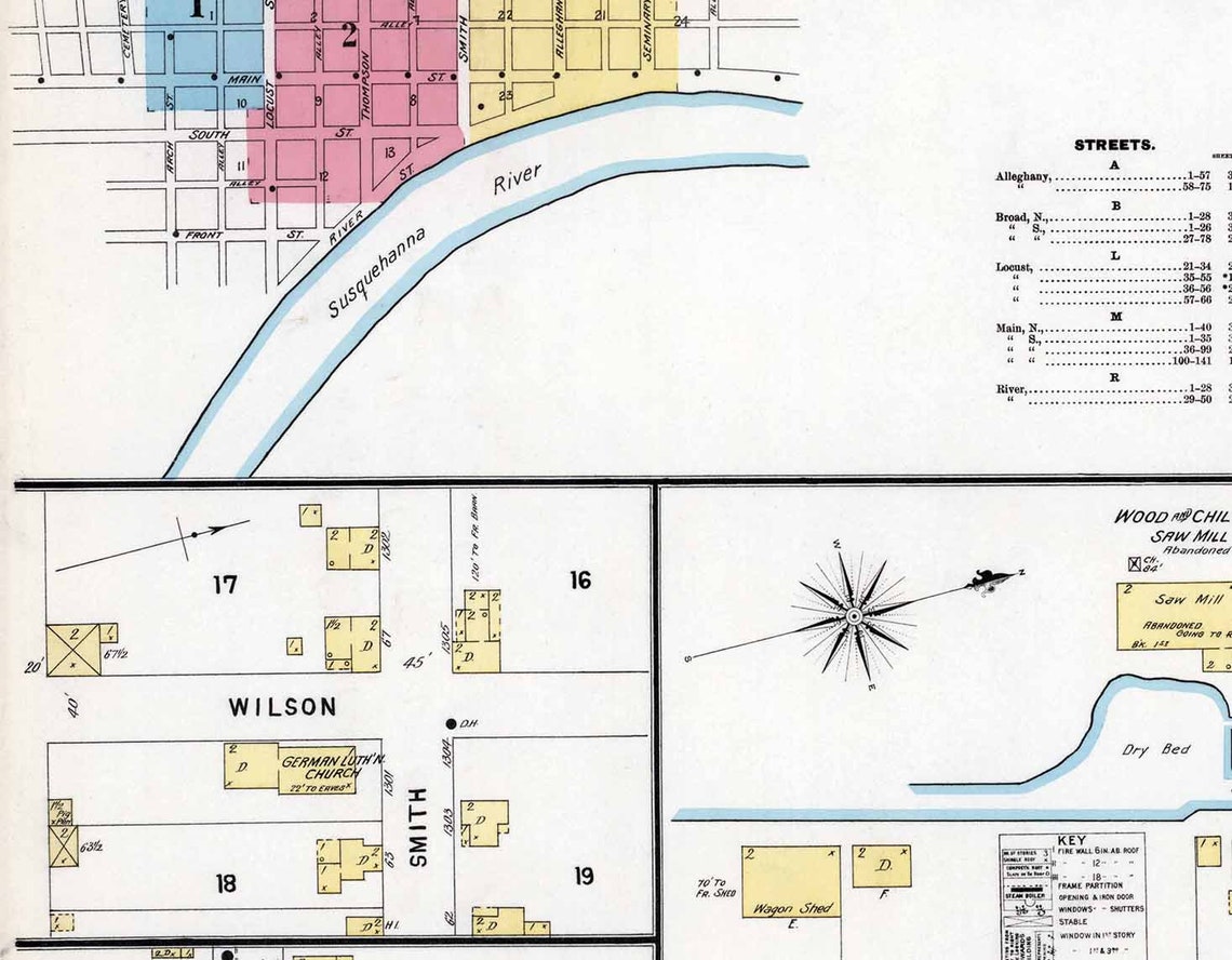 1896 Town Map of Jersey Shore Lycoming County Pennsylvania - Etsy