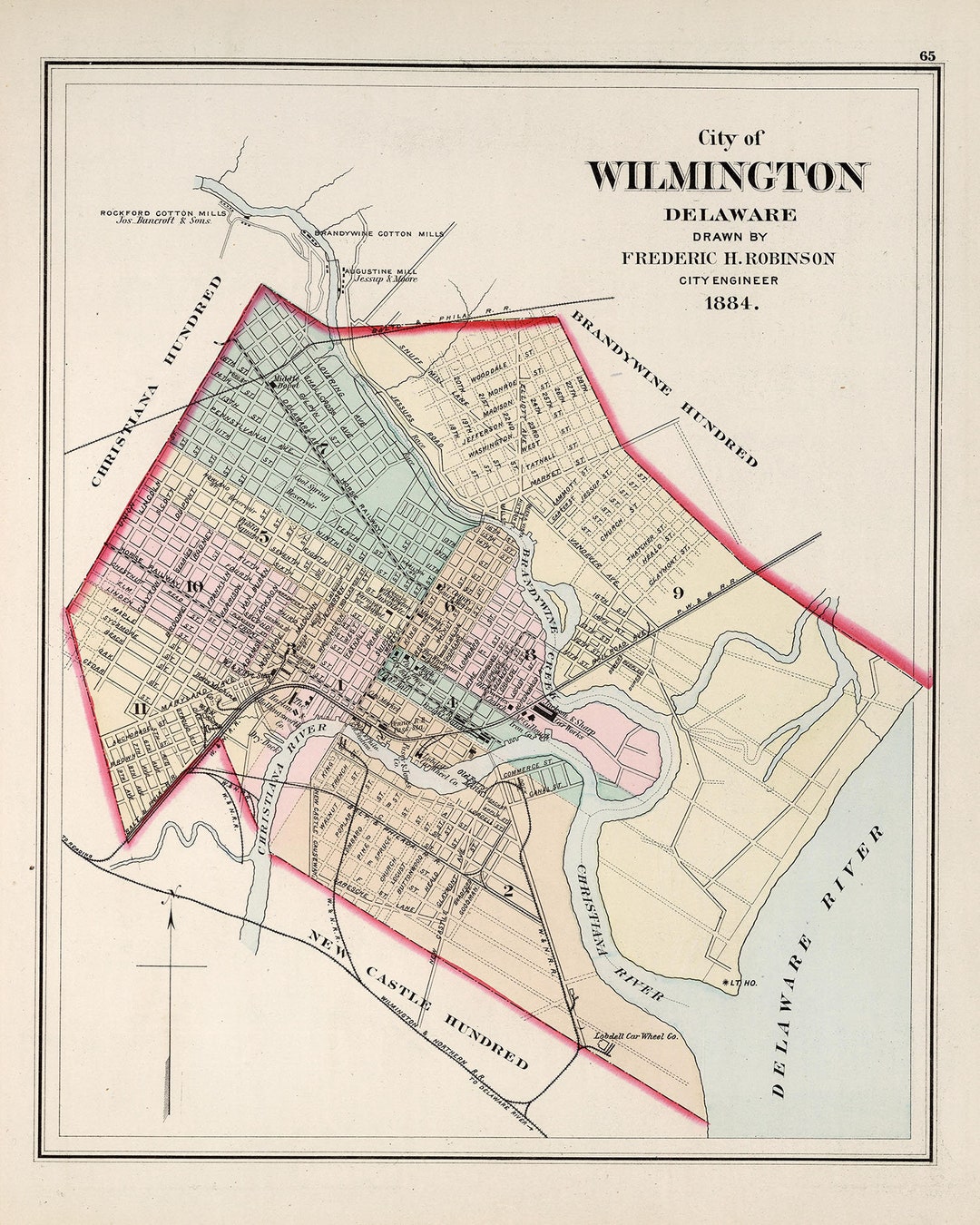 1884 Map of Wilmington Delaware - Etsy