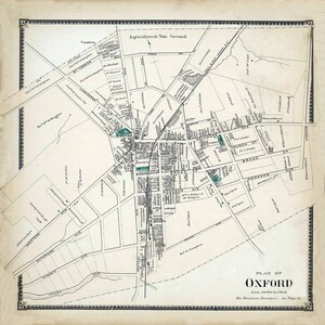 1873 Town Map of Oxford Chester County Pennsylvania - Etsy
