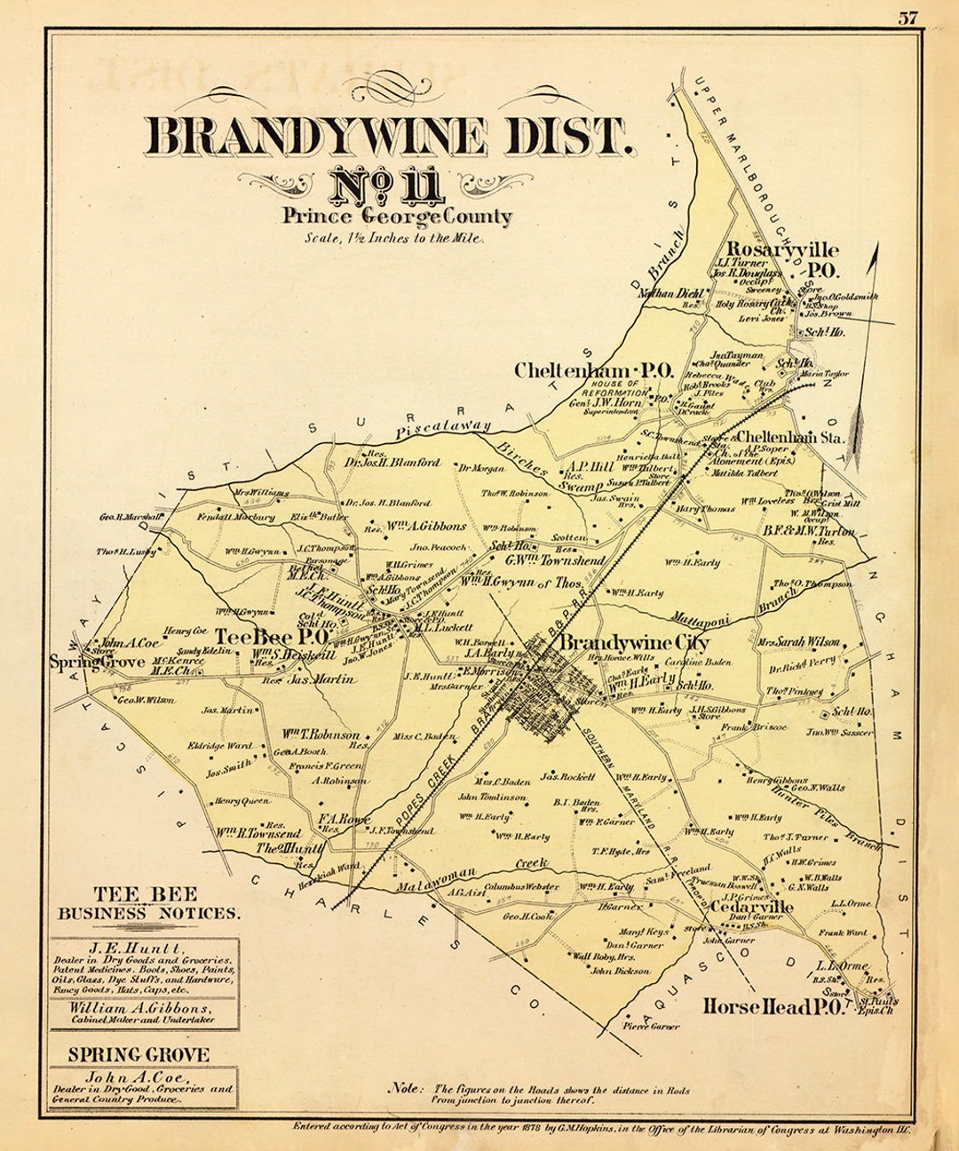 1879 Map of Brandywine District Montgomery County Maryland - Etsy