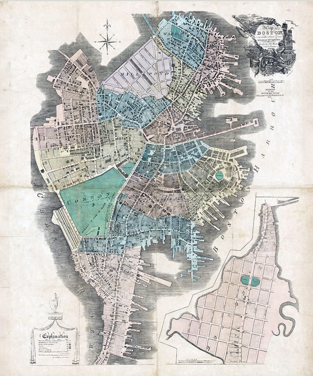 1879 Map of Boston Massachusetts - Etsy