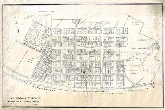 1934 Map of California Borough Washington County Pa - Etsy