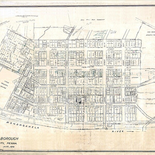 Map of California Pa - Etsy