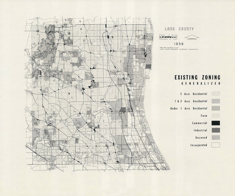 1959 Map of Lake County Illinois - Etsy