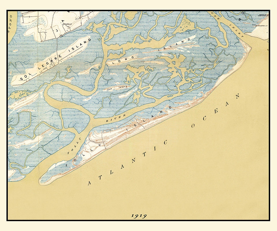 1919 Map of Folly Island South Carolina Folly Beach - Etsy