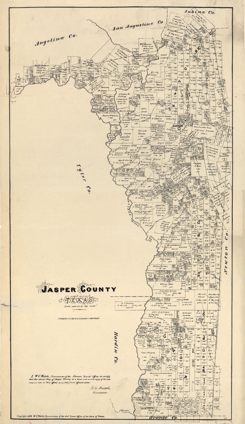 1879 Map of Jasper County Texas - Etsy
