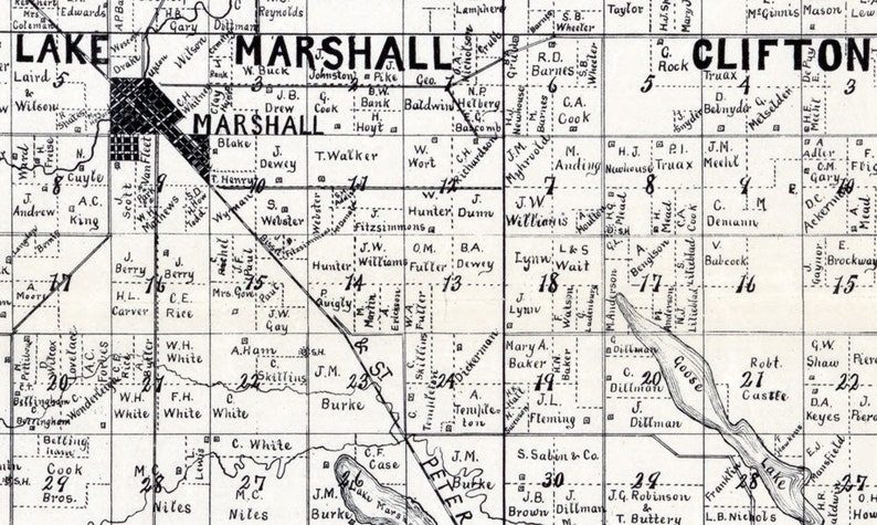 1884 Farm Line Map of Lyon County Minnesota Marshall - Etsy