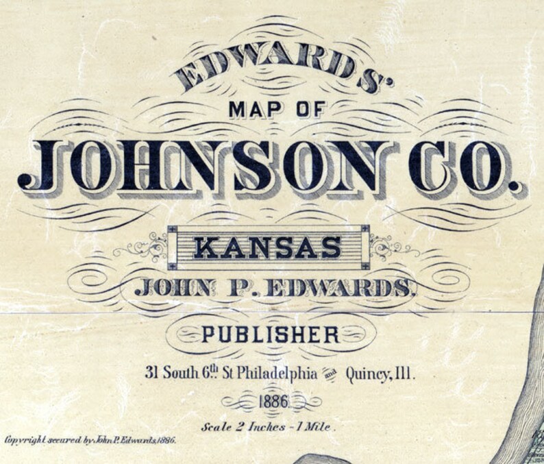 1886 Farm Line Map of Johnson County Kansas | Etsy