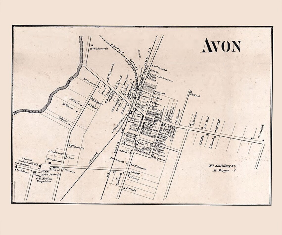 1858 Town Map of Avon Livingston County New York | Etsy UK