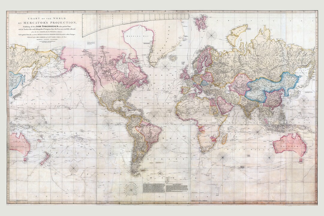1808 Map of the World - Etsy
