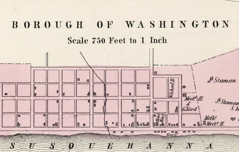 1864 Town Map of Washington Lancaster County Pennsylvania - Etsy