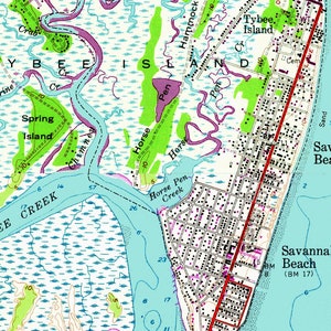 1976 Map of Tybee Island Georgia Savannah Beach - Etsy