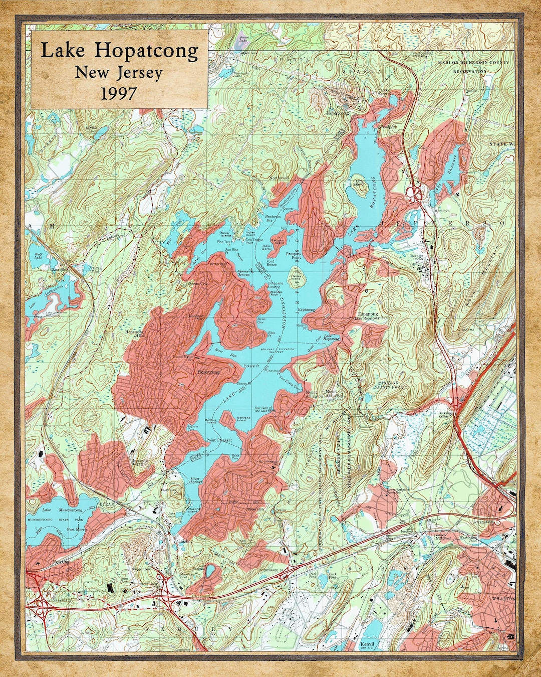 1997 Map of Lake Hopatcong New Jersey - Etsy