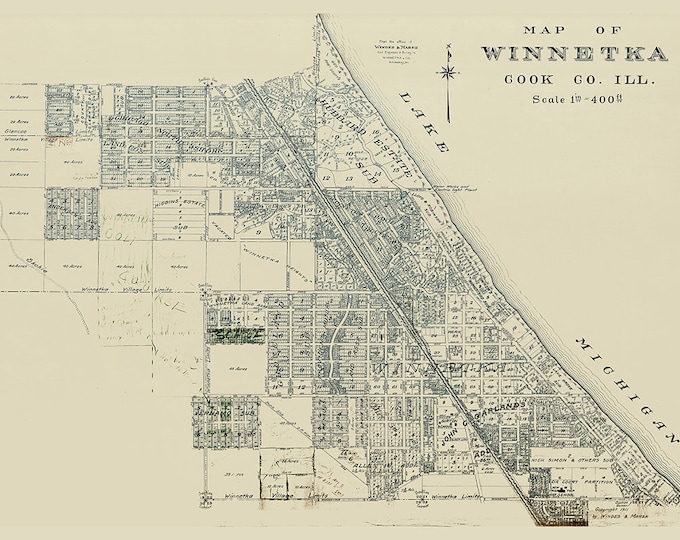 1911 Map of Winnetka Cook County Illinois - Etsy