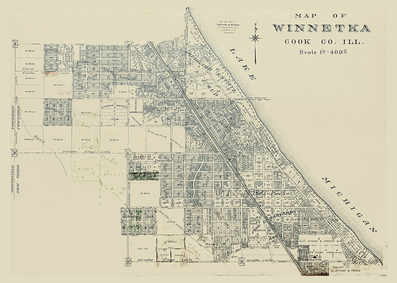 1911 Map of Winnetka Cook County Illinois - Etsy