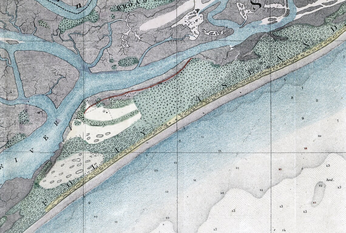 1858 Nautical Map of Charleston Harbor South Carolina - Etsy