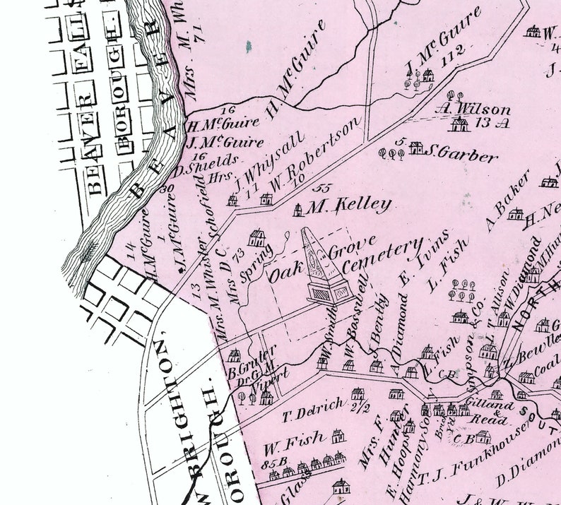 1876 Map of Pulaski Township Beaver County Pennsylvania - Etsy