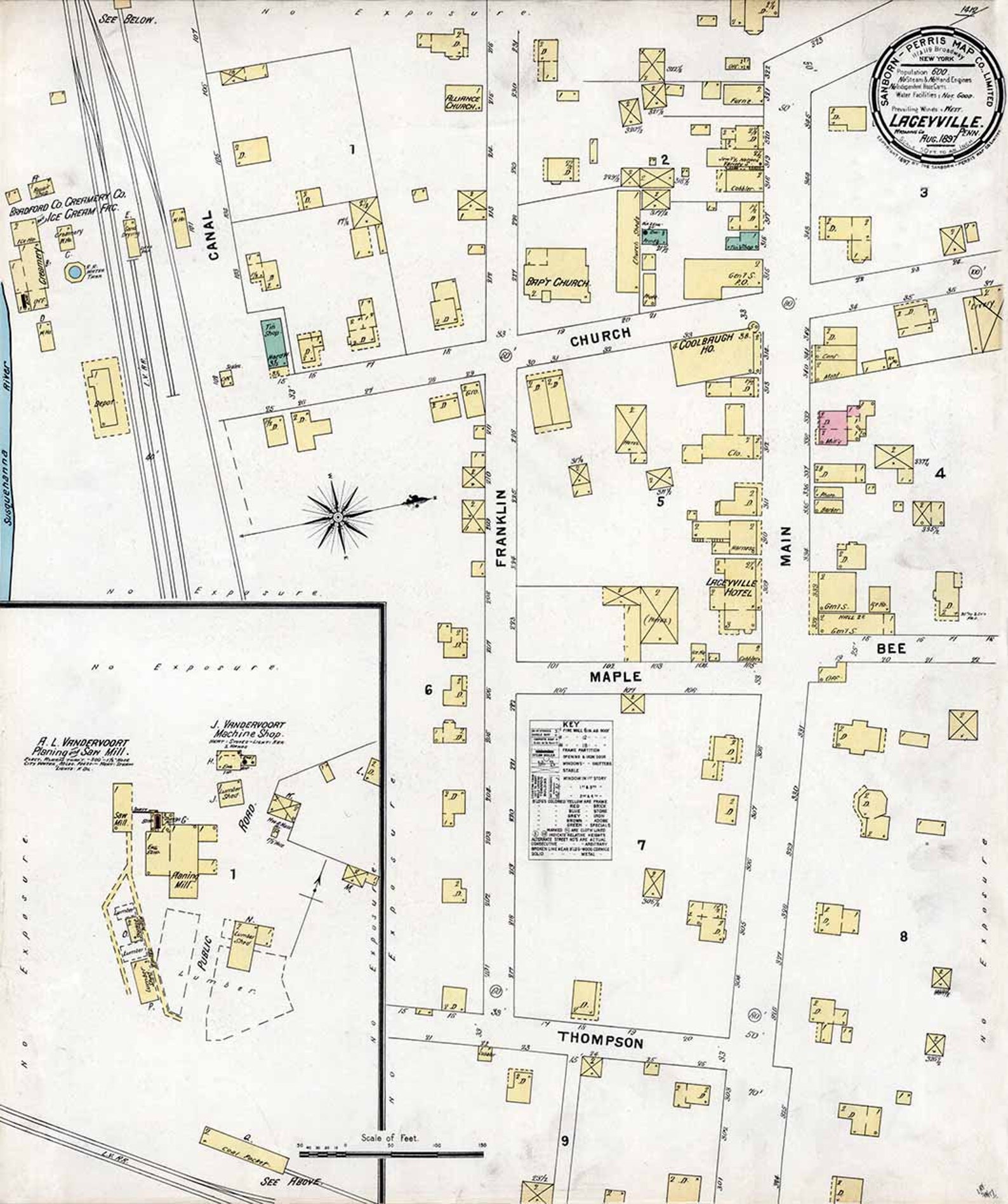 1897 Town Map of Laceyville Wyoming County Pennsylvania | Etsy